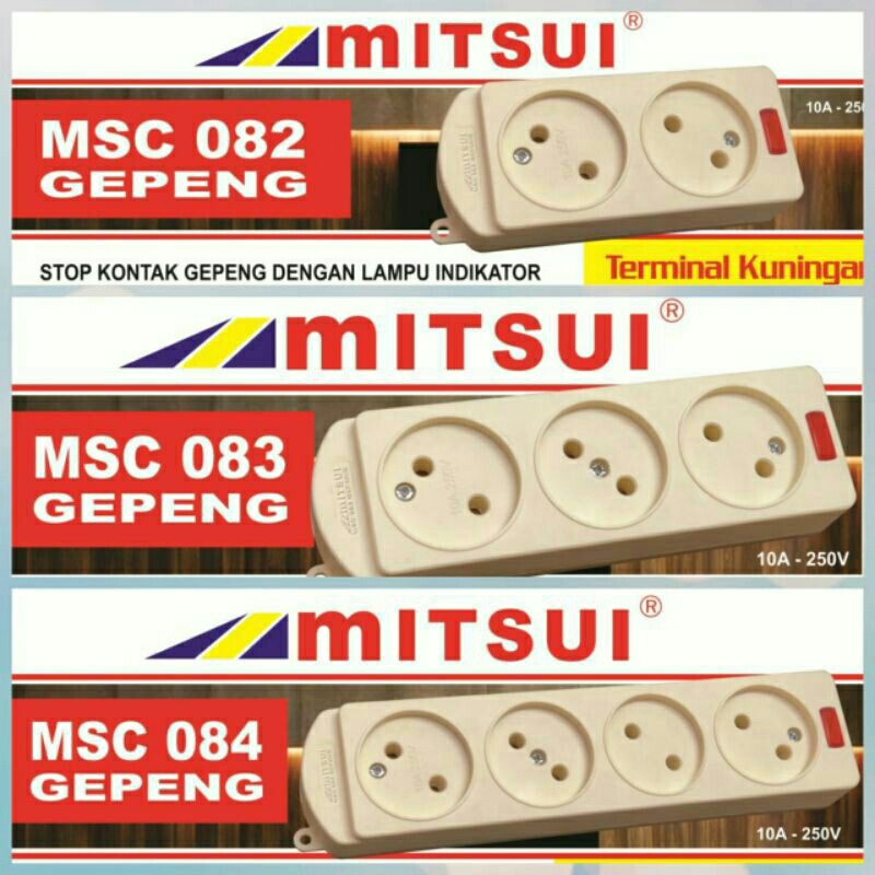 Jual Mitsui Stop Kontak Gepeng 2 3 4 Lubang SNI+indikator MSC 082,083,084 | Shopee Indonesia