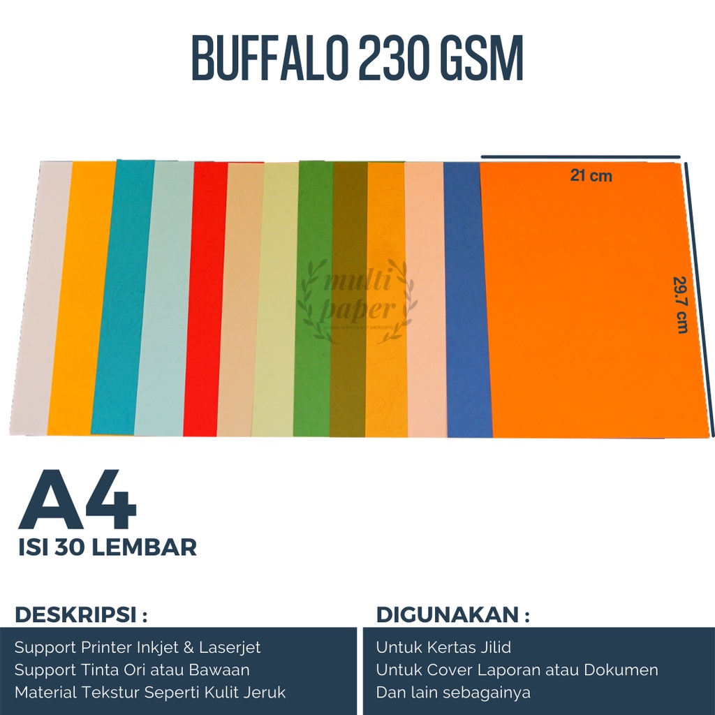 Jual Kertas Buffalo A4 isi 30 lembar / Kertas Cover Buffalo A4 / Kertas ...