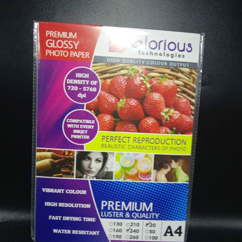 Jual Kertas foto glossy glorious A4 240gsm | Shopee Indonesia