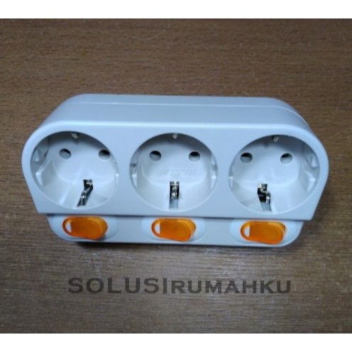 Jual Stop Kontak Cabang 3 Lubang Saklar Colok Arde On-Off UTICON S-138 ...