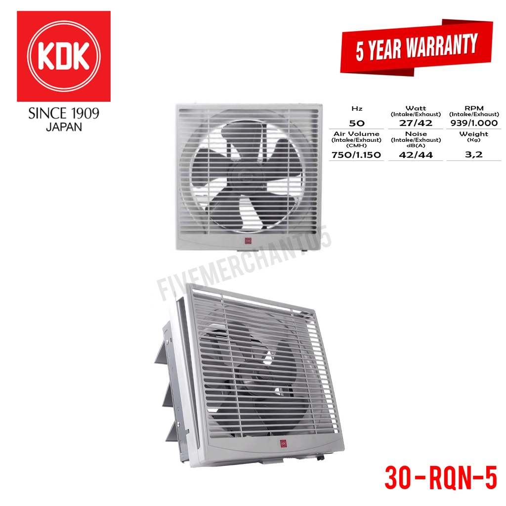 Jual Exhaust Fan KDK 30 RQN 5 12" Wall Fan KDK Dinding KDK 30RQN Hexos ...