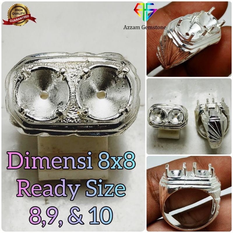 Jual Cincin Ring Emban 2 Mata Batu Permata Alpaka Super no Stainless ...