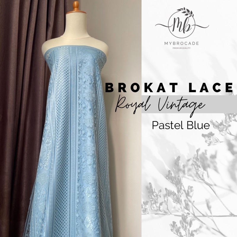 Jual Bahan Kain Brokat Lace Royal Vintage Mewah Cantik Warna Biru Muda ...