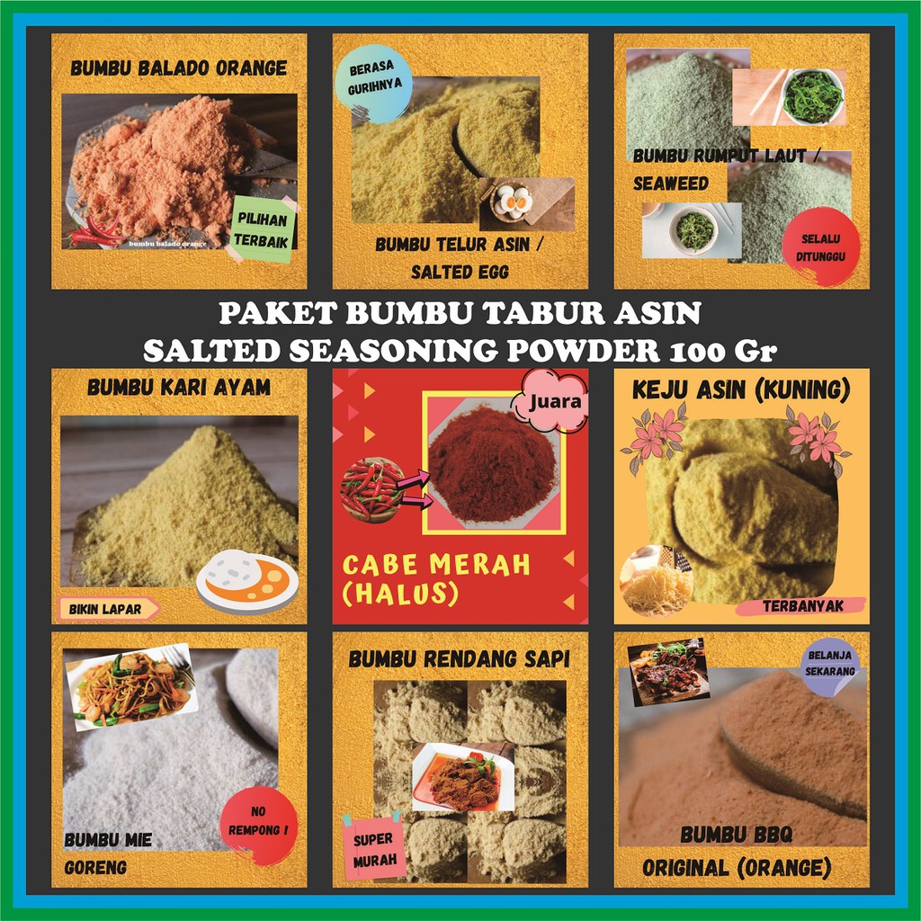 Jual Bumbu Tabur Paket Lengkap Asin Murah Enak Balado Keju Rumput Laut ...