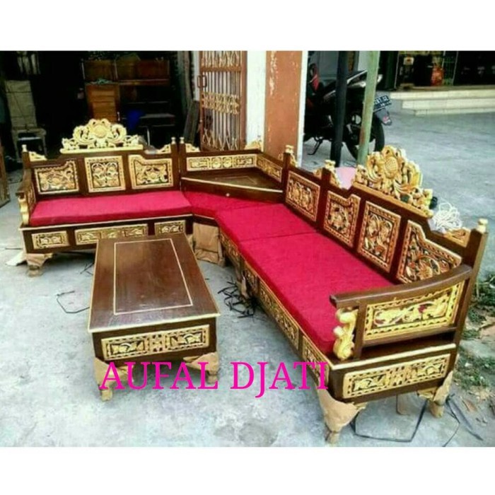 Jual Meja Kursi Jati Tamu Minimalis Sudut Ukir Ukiran Mahkota Top ...