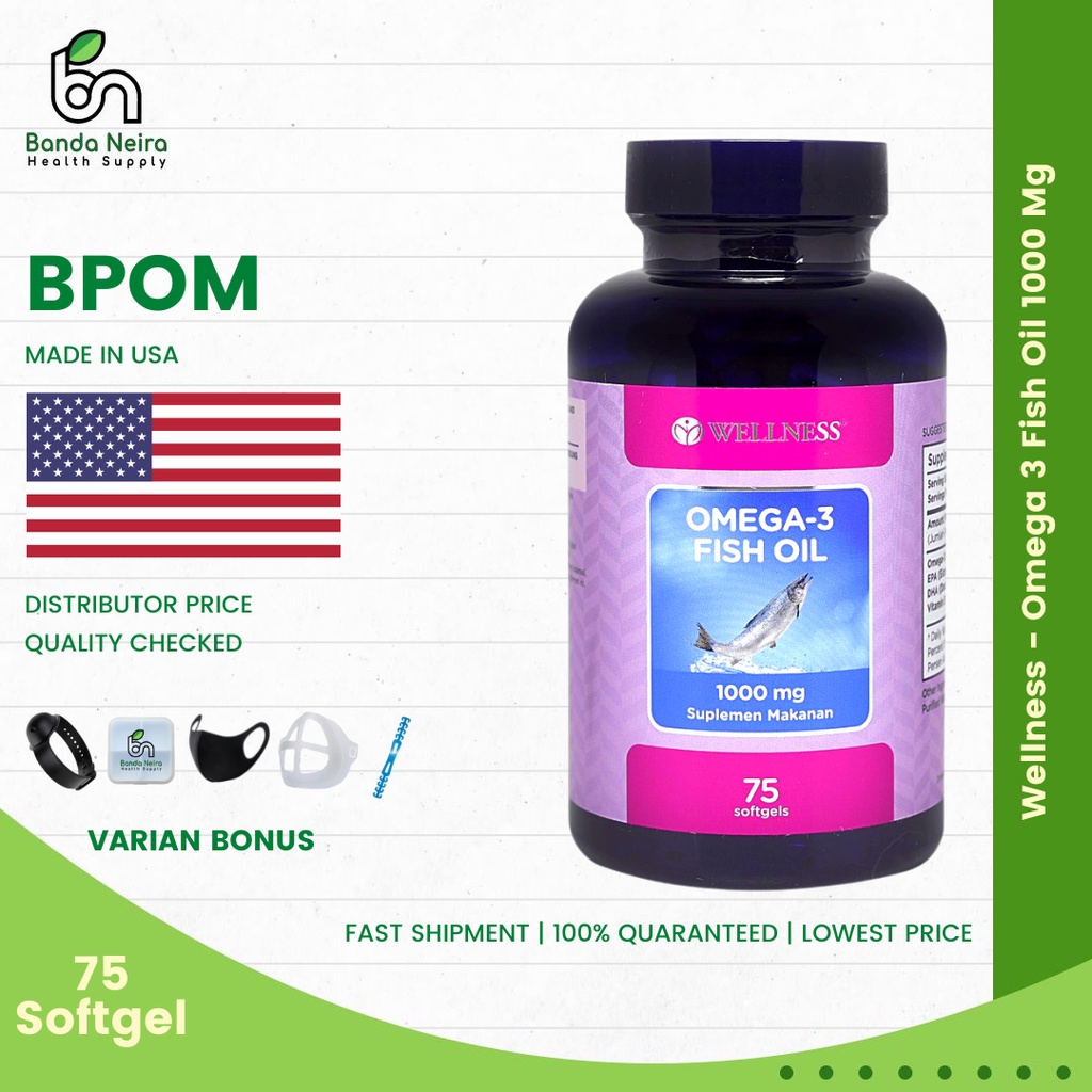 Jual Wellness Omega 3 Fish Oil 75 Softgel 1000 Mg | Shopee Indonesia