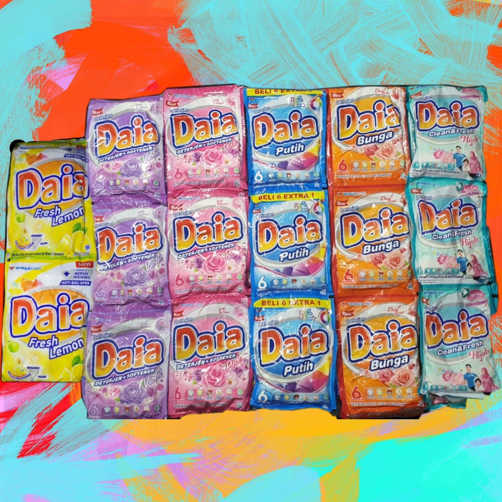 Jual Daia Detergent Sabun Cuci Bubuk Sachet 46gr 1 renceng 6 pcs ...