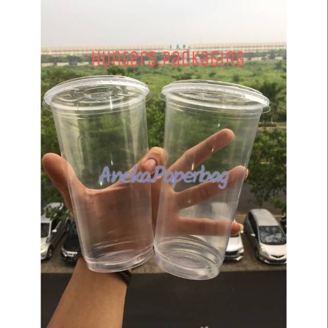 Jual Cup gelas polycup 22oz flat - Cup gelas plastik polycup 22oz tutup ...