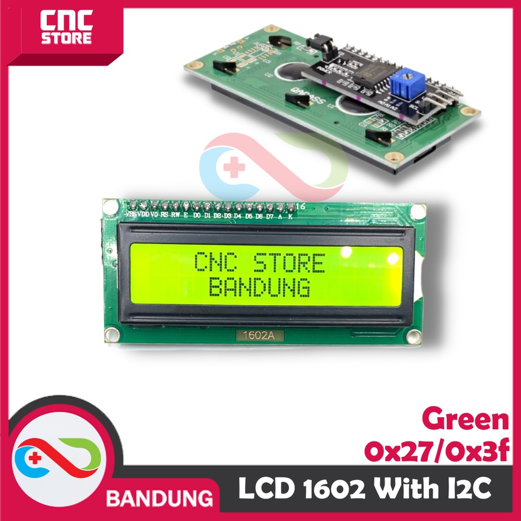 Jual LCD 1602 16X2 CHARACTER GREEN BACKLIGHT+ I2C SERIAL INTERFACE MODULE | Shopee Indonesia
