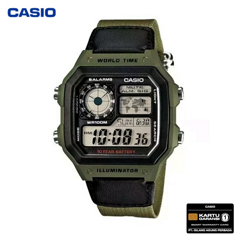 Jual JAM TANGAN PRIA CASIO AE-1200WHB-3B ORIGINAL - AE-1200WHB HIJAU ...