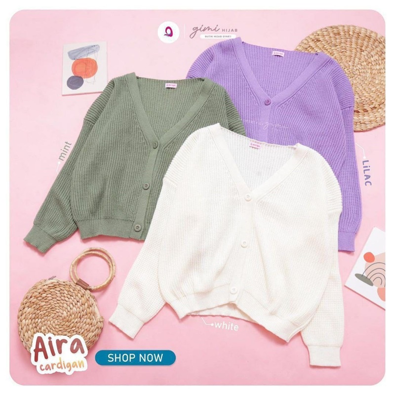 Jual Aira Cardigan by Gimi Hijab (Cardigan rajut) | Shopee Indonesia