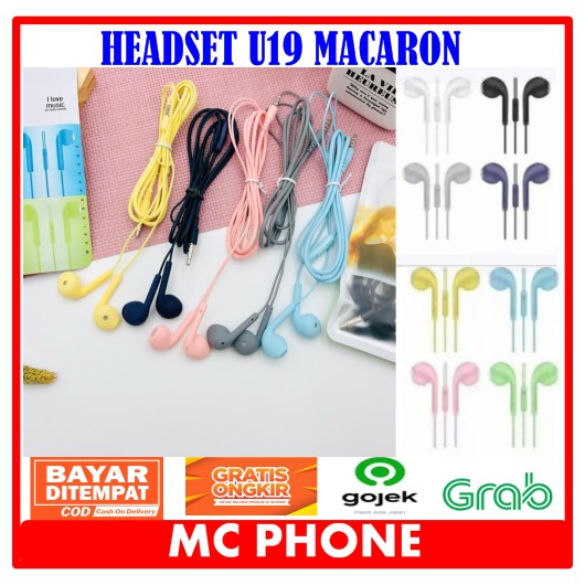 Jual HEADSET STEREO U19 MACARON HANDSFREE EARPHONE U19 U 19 MACARON ...