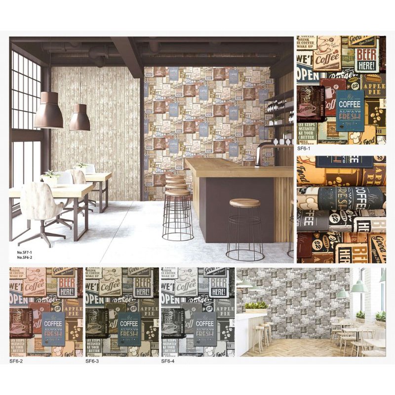 Jual WALLPAPER DINDING MOTIF COFFEE UK 53CMX10M | Shopee Indonesia