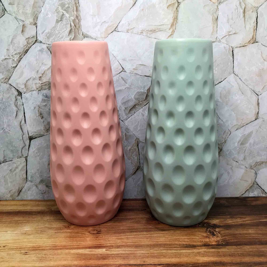 Jual Vas Pastel Plastik Corak Totolan Tinggi 23 cm Diameter 7 cm ...