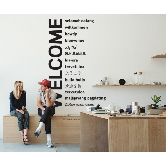 Jual WALL STICKER STIKER CUTTING WELCOME MULTI BAHASA KACA DAN DINDING ...