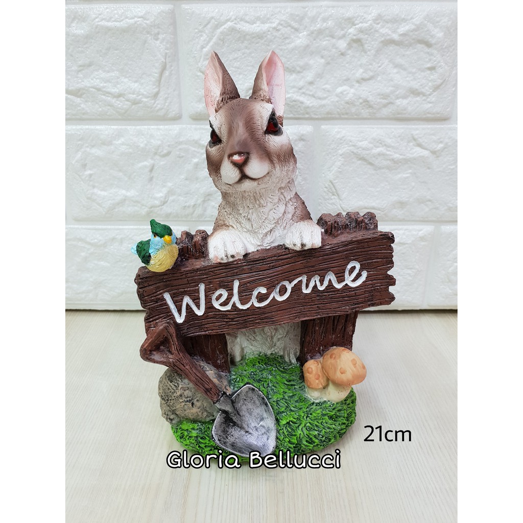 Jual patung pajangan kelinci sekop welcome rabbit besar statue hiasan ...