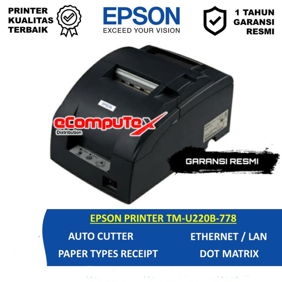 Jual PRINTER EPSON KASIR NOTA TM-U220B-778 / TMU220B-778 LAN / RJ11 ...