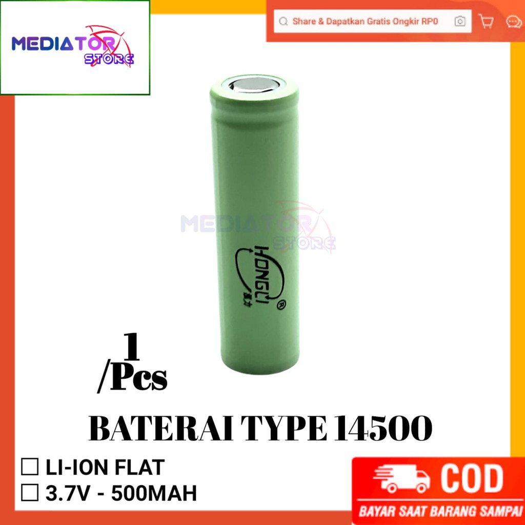 Jual Batre Cas/Baterai Charger Type 14500 Li-ION 3.7V - 500mAh /Pcs ...