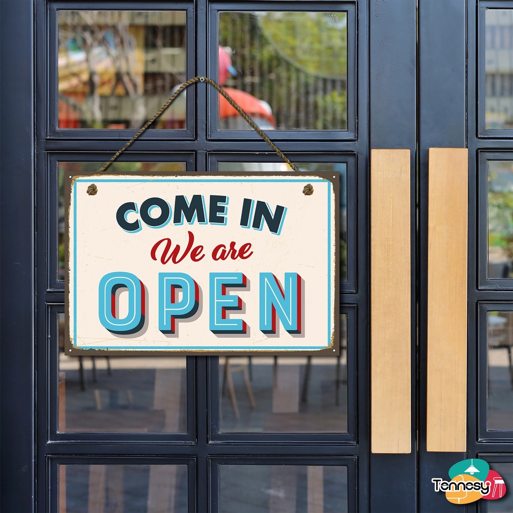 Jual TENNESY Pajangan Sign Hiasan Gantungan Tali Open Close Toko Retro ...