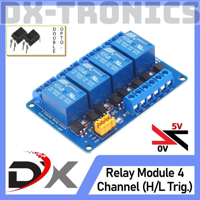 Jual Relay Module 4 Channel 5V Supports High and Low Trigger | Shopee ...
