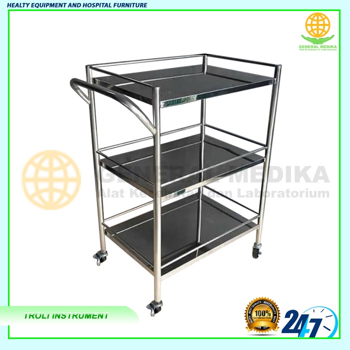 Jual Troli Instrument Stainless Steel Besi Powder Coating Kaca ...