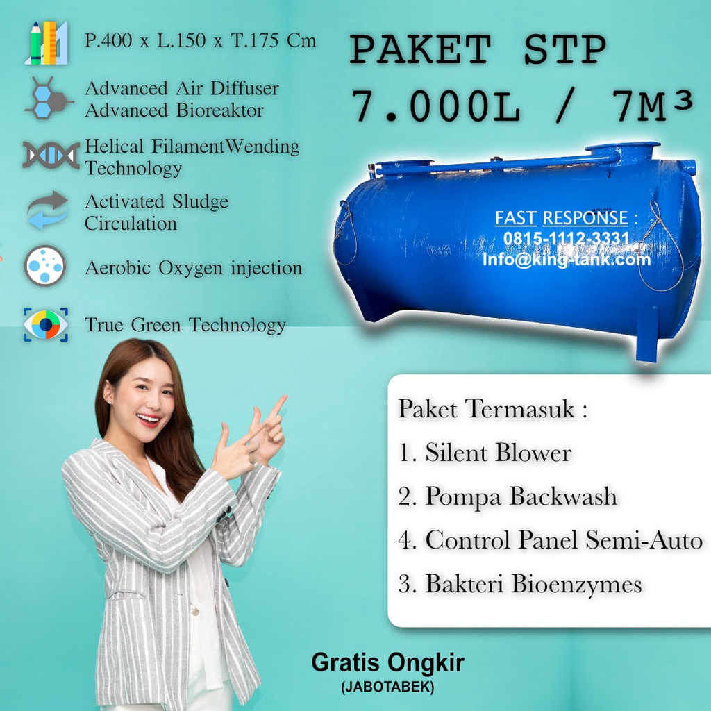 Jual Tangki IPAL STP 7000 Liter / 7m3 Tangki Septic Tank STP | Shopee ...
