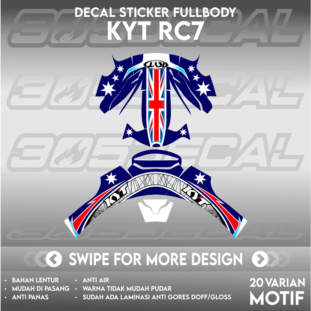 Jual Sticker decal helm KYT RC7 motif amerika | decal helm | decal ...