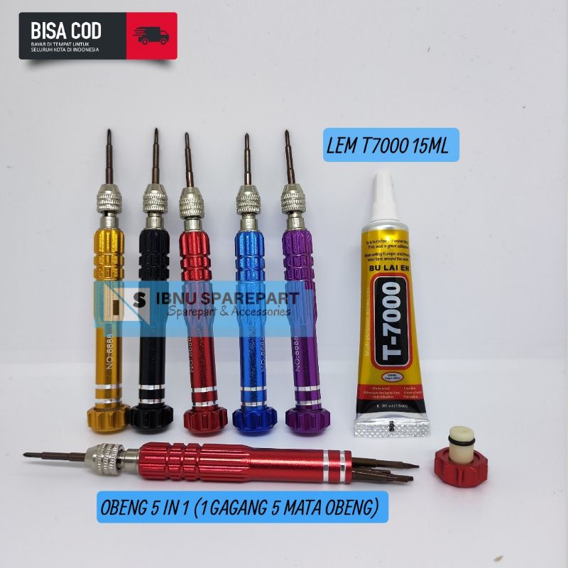 Jual OPENING TOOLS UNIVERSAL OBENG SET 5 IN 1 + LEM B7000 15ML | Shopee Indonesia