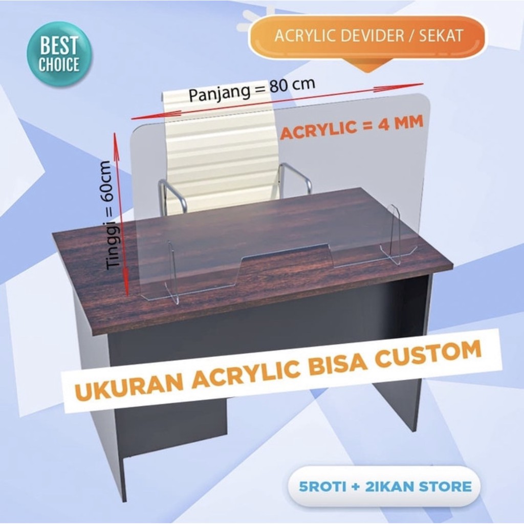 Jual PARTISI / SEKAT / PEMBATAS MEJA KASIR DIVIDER AKRILIK 4MM - 80 X ...