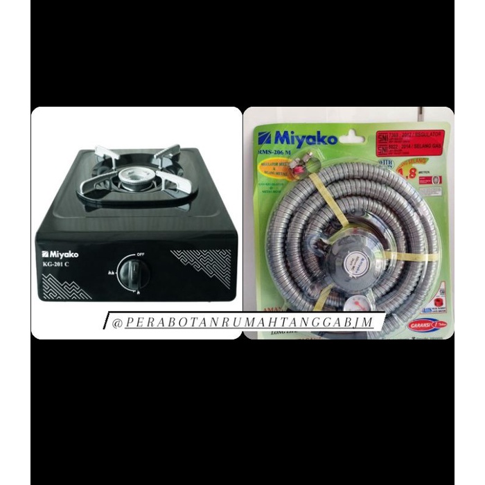 Jual Paket kompor gas miyako 1 tungku KG 201C (Burner Aluminium) + Selang regulator miyako RMS ...