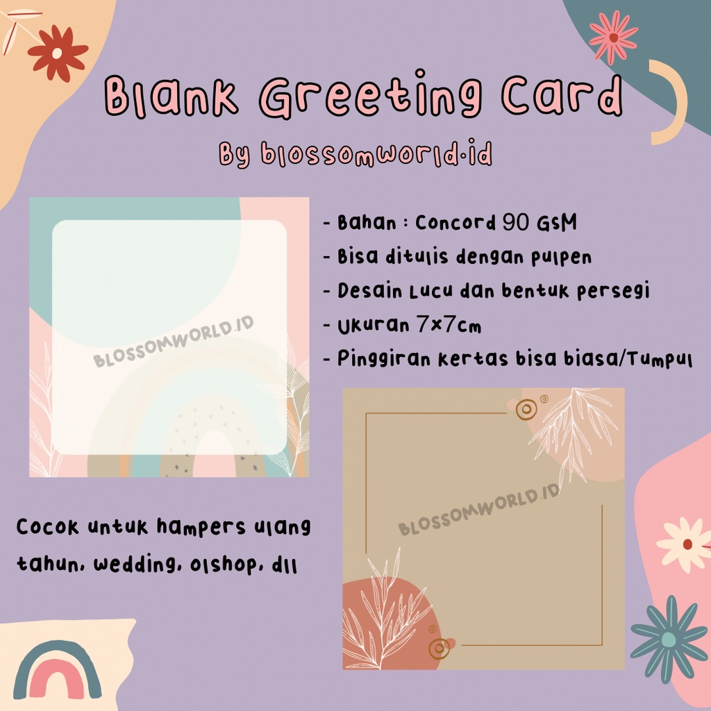 Jual Greeting Card / Blank Greeting Card / Kartu Ucapan Kosong / Kartu ...