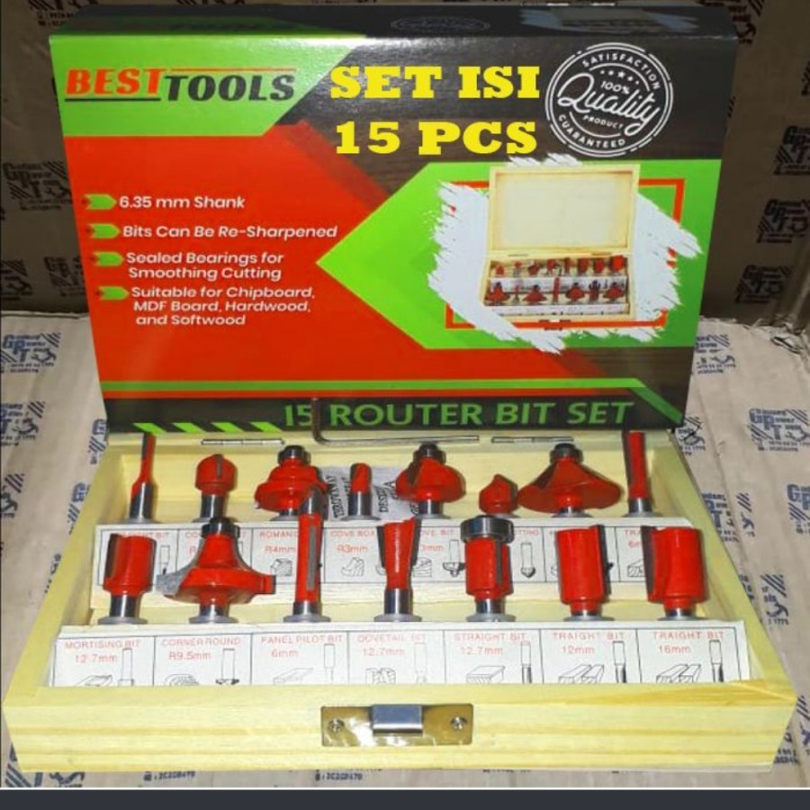 Jual Router bit set / mata router bor / trimmer profil router 15 pcs ...