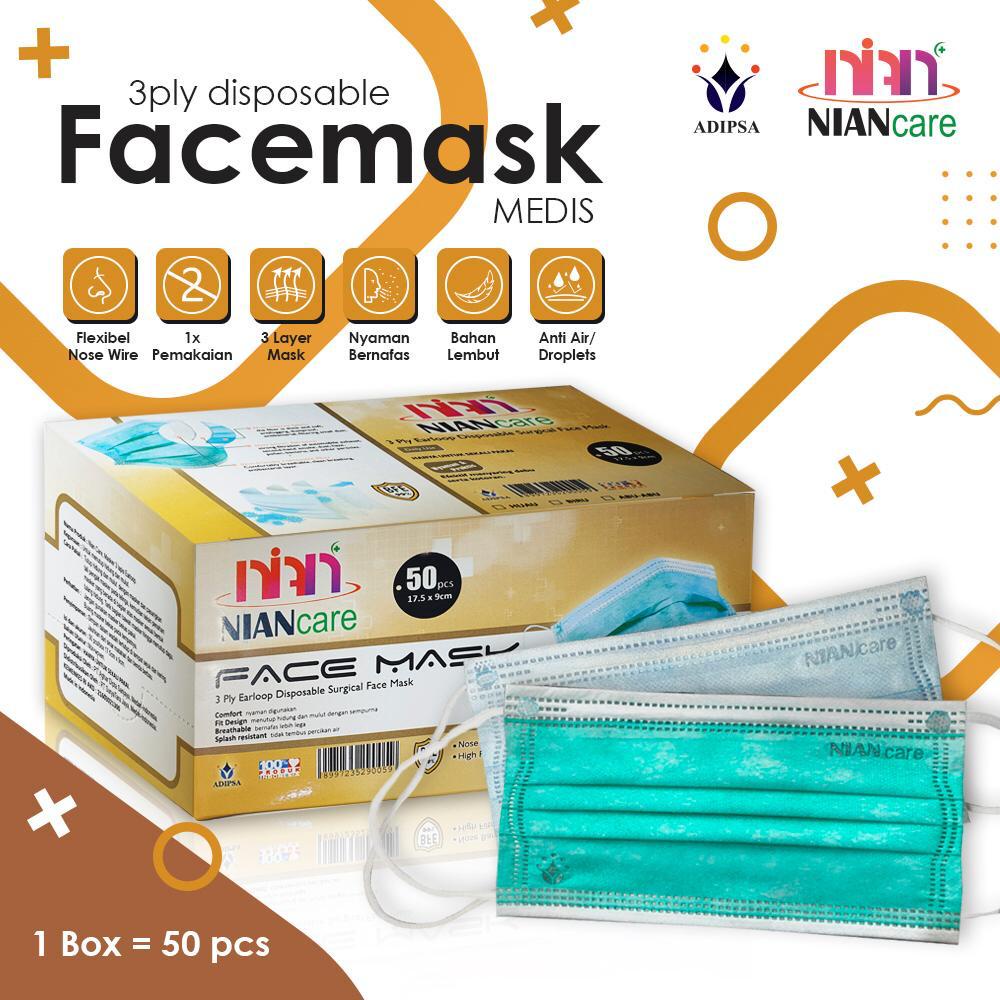 Jual Masker Medis Earloop 3ply Niancare - Surgical Mask Nian Care 3 ply ...