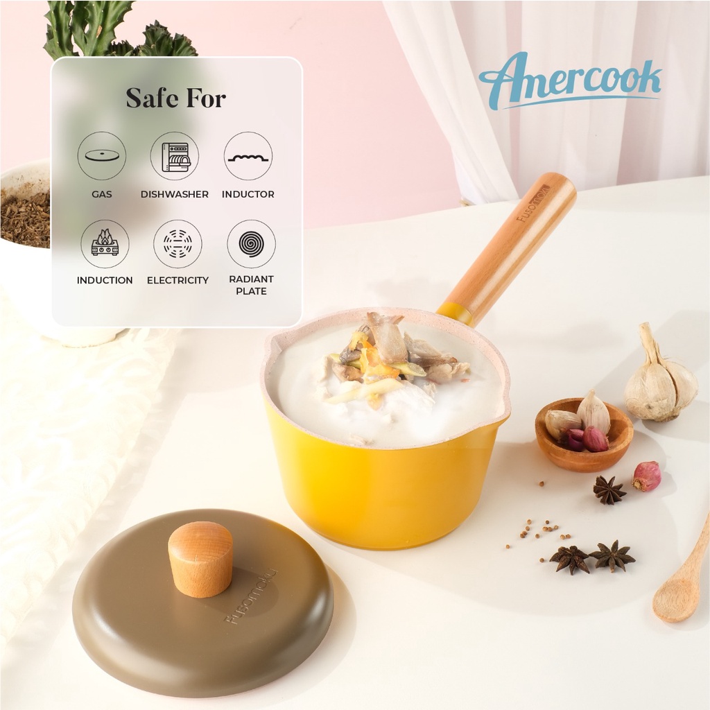 Jual Amercook Panci Susu MPASI Anti Lengket 16 cm Fusomoku Series | Shopee Indonesia