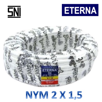 Jual Kabel Listrik ETERNA NYM 2X1.5 2x1,5 Tunggal Kawat ORIGINAL SNI | Shopee Indonesia