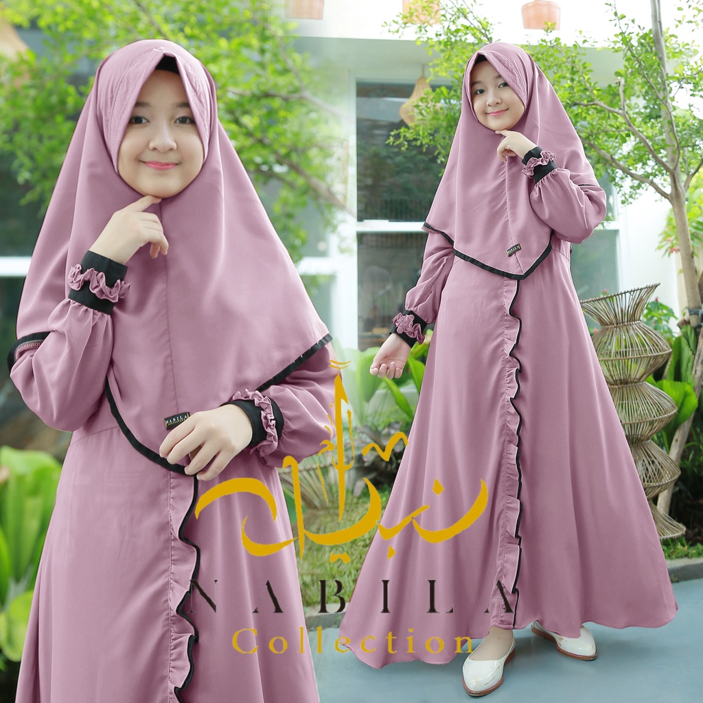 Jual Gamis Anak Perempuan Shabiyan Kids Syari gamis anak Terbaru set khimar besar dan cadar ...
