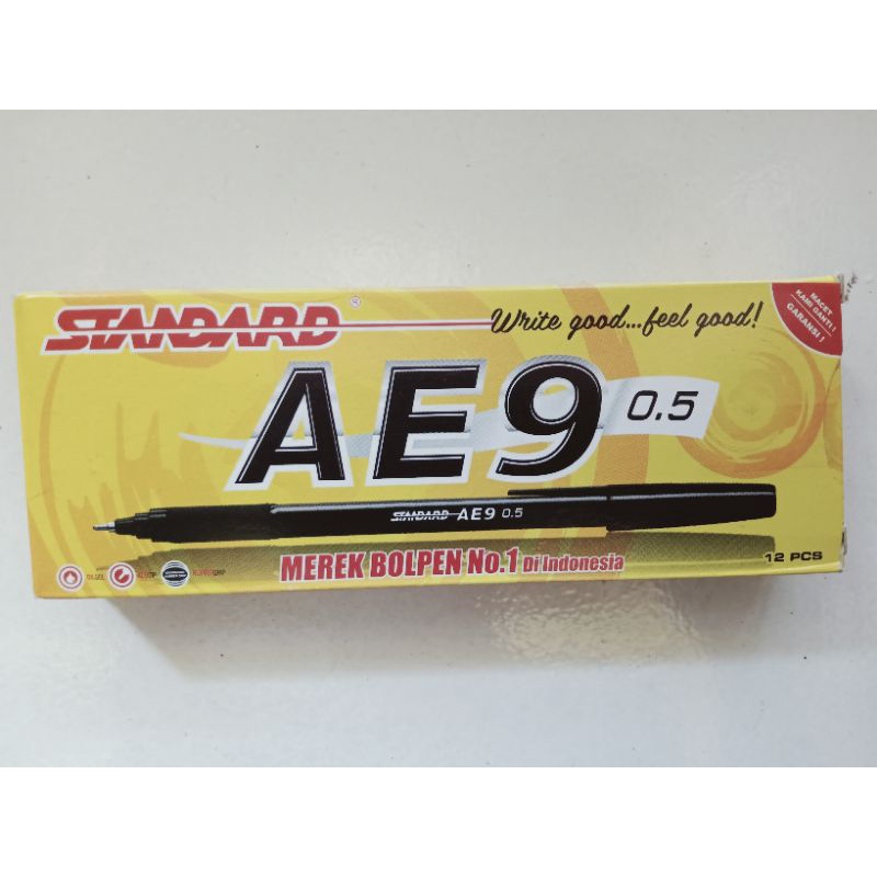 Jual Pulpen Standard Ae9 Hitam 12 Pcs Shopee Indonesia