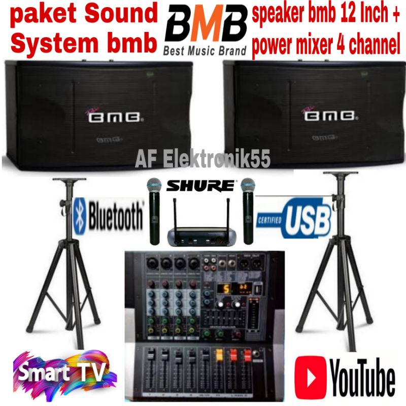 Jual Paket Sound System BMB Speaker BMB 12 Inch + Power Mixer 4 Channel ...
