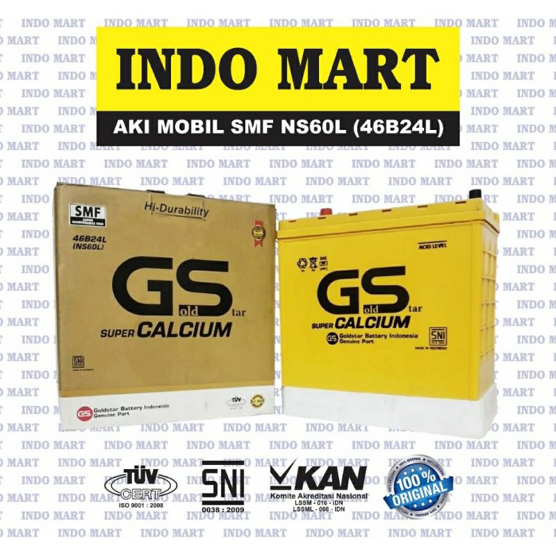 Jual AKI MOBIL Livina Karimun Baleno Picanto Corolla Altis Gold Star MF CALCIUM NS60L 46B24L 12V ...