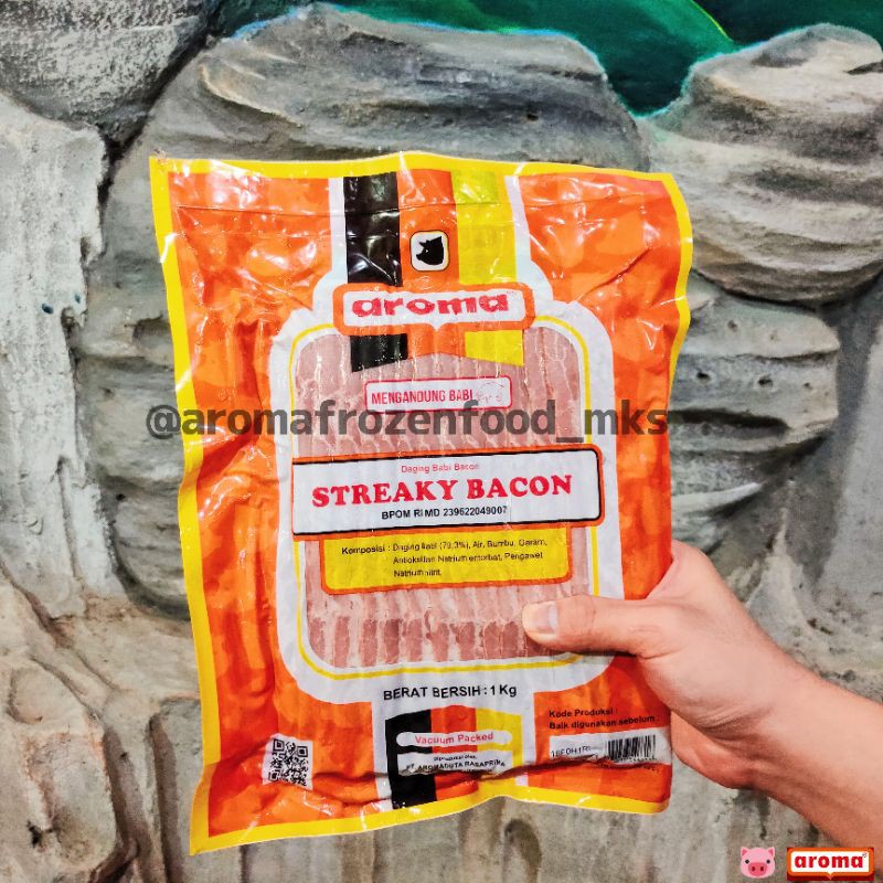 Jual AROMA PORK STREAKY BACON (BACON BABI) 1 KG | Shopee Indonesia