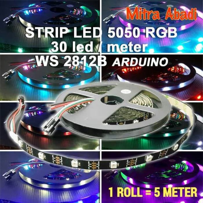 Jual Dijual LED Strip RGB SMD 5050 WS 2812 B ARDUINO 30 LED meter DC 5V ...