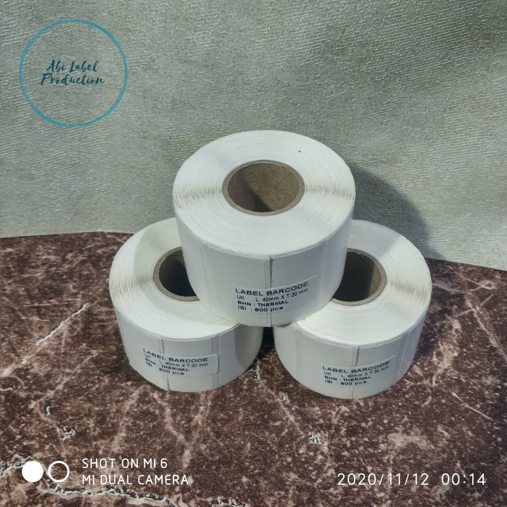 Jual Label Thermal 40 x 20 - Label Barcode 40 x 20 - Stiker Barcode 40 ...