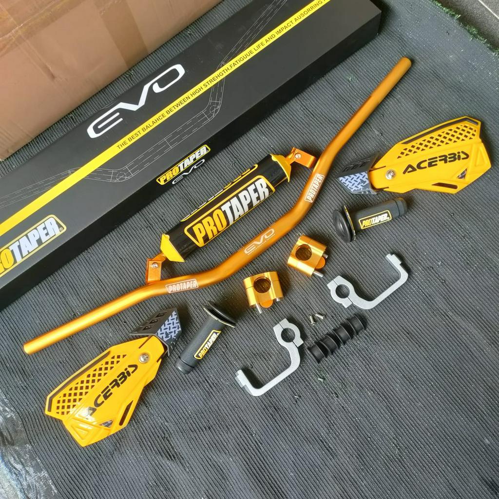Jual stang fatbar protaper evo low paket handguard acerbis breket besi ...
