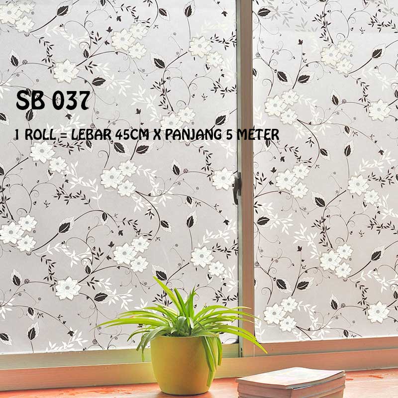 Jual SUNBLAST STIKER KACA SB 037 SALUR HITAM BUNGA PUTIH LEBAR 45CM X 5 ...