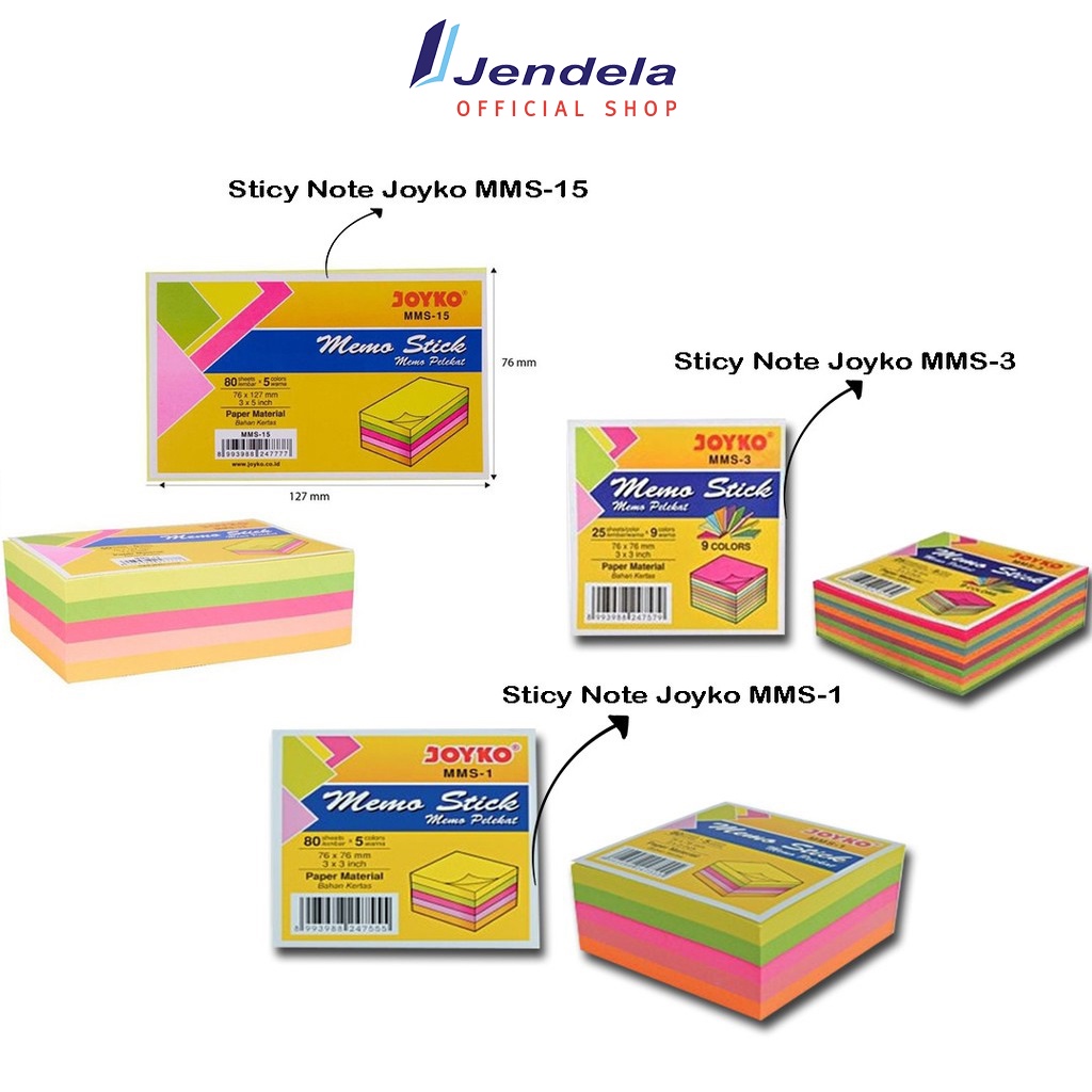 Jual Sticky Notes Joyko Memo Stick Mms-3 Mms-1 Mms-15 Kertas Memo ...