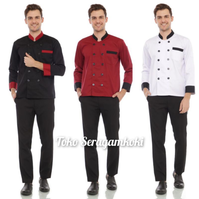 Jual Baju Chef Baju Koki Lengan Panjang Kombinasi Harga Murah Kualitas ...