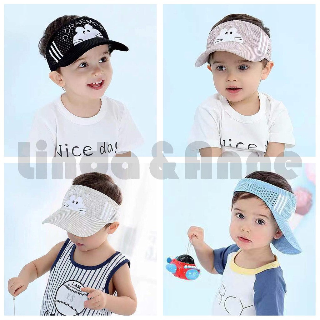 Jual Topi Visor/Sunshade Motif Kartun Doraemon Warna Hitam/Pink untuk ...