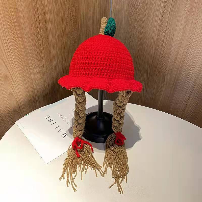 Jual Topi Kupluk Renda Bayi Kepang Rambut Baby Hat Wig kupluk WIG bayi ...