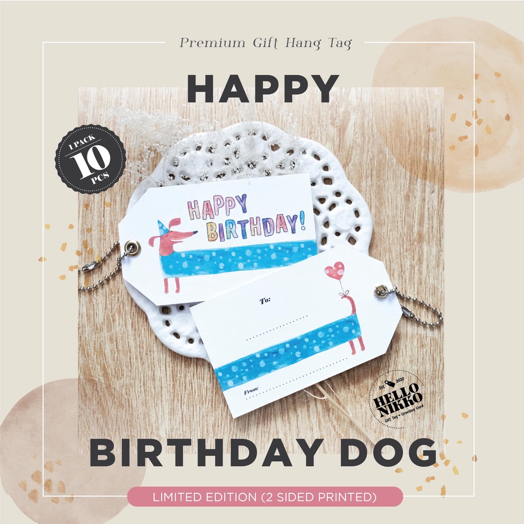 Jual Birthday dog gift tag - Hang tag kartu ucapan kado sticker hampers ...