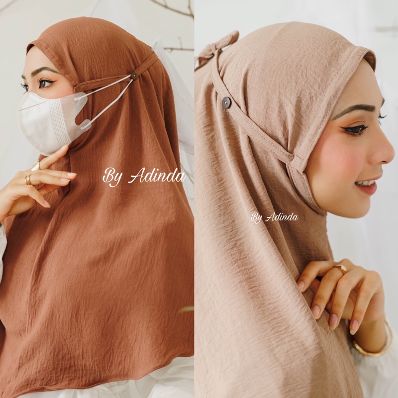 Jual 𝐁𝐘 𝐀𝐃𝐈𝐍𝐃𝐀 Bergo Crinkle Konektor Airflow Maryam Tali Kancing Masker Hijab instant khimar ...